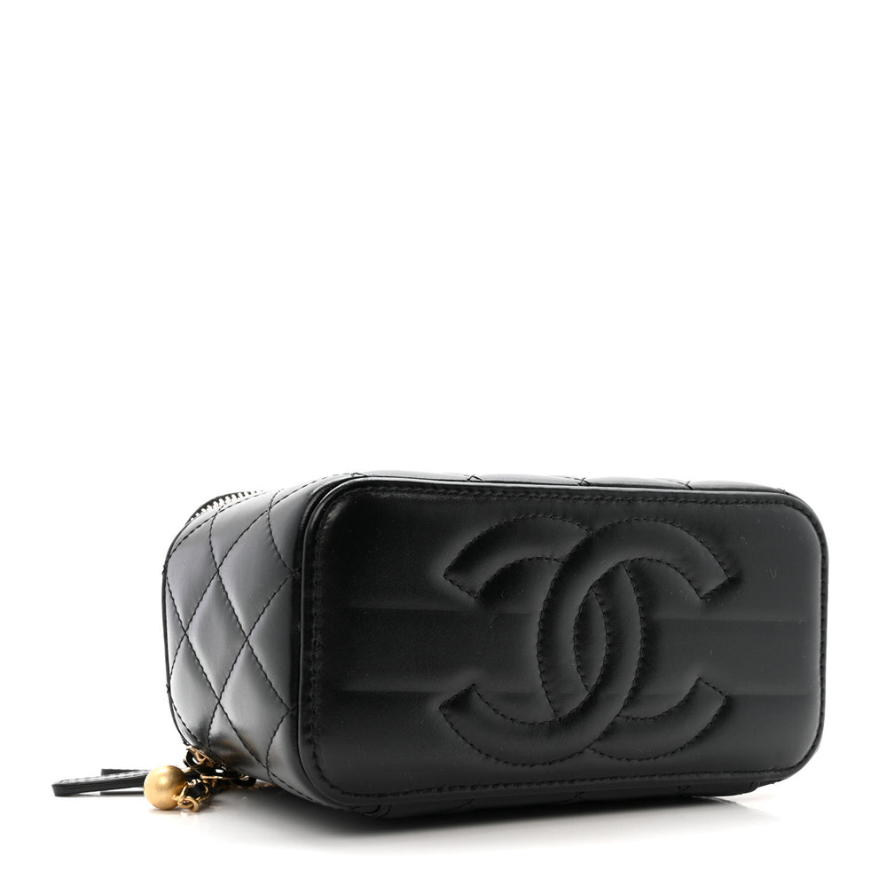 Chanel Calfskin Quilted Perfect Fit Vanity Case With Chain Black ...