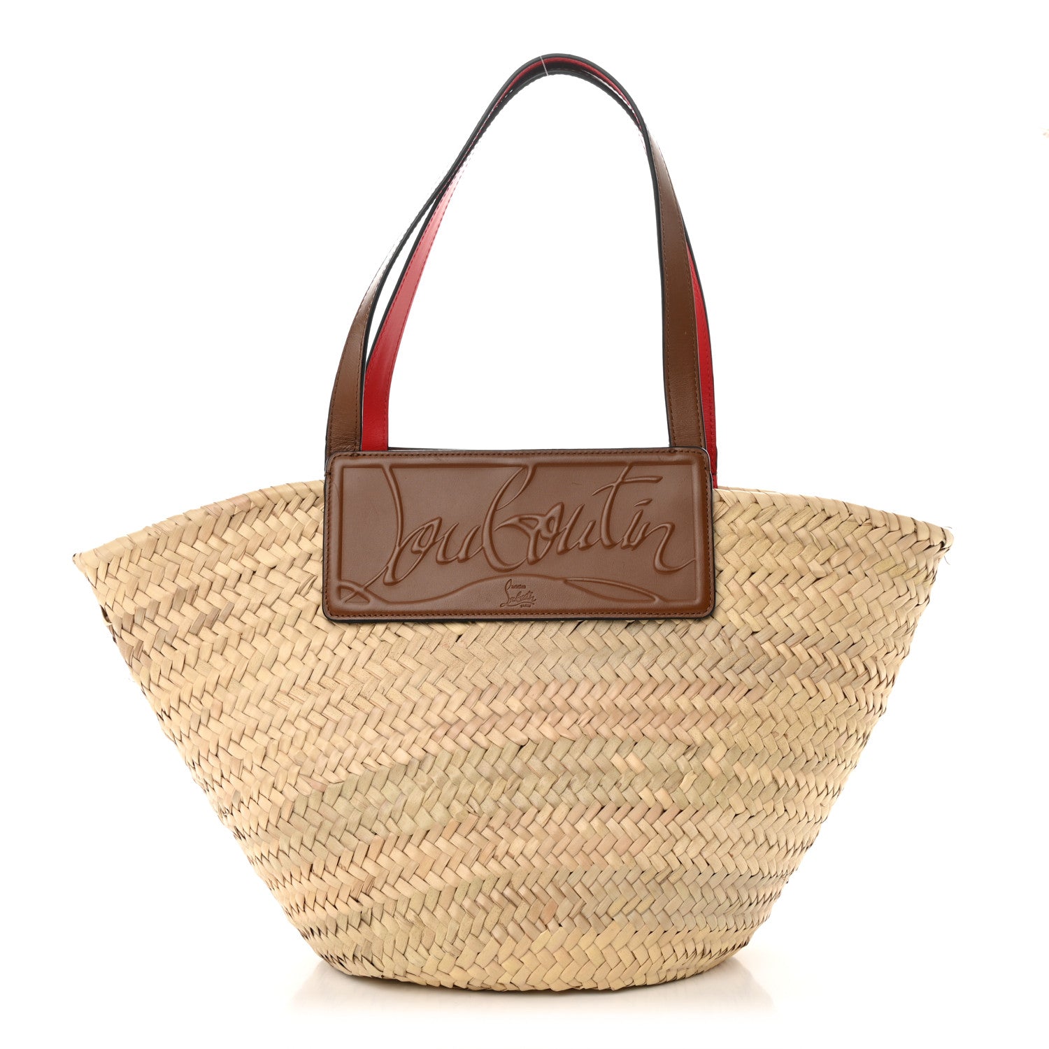 Christian Louboutin Woven Straw Loubishore Tote Beige 1381197 ...