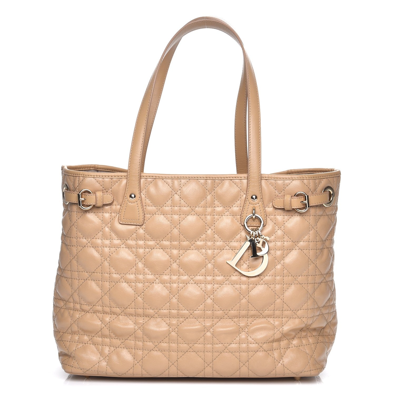 Christian Dior Coated Canvas Cannage Small Panarea Tote Beige 230142 ...