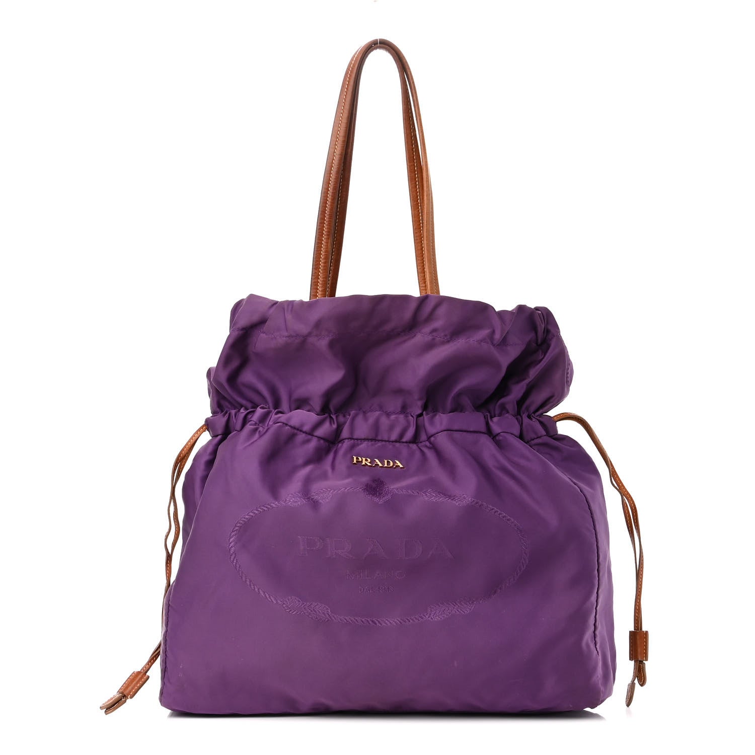 Prada Tessuto Nylon Jacquard Logo Drawstring Tote Viola 1211666 ...