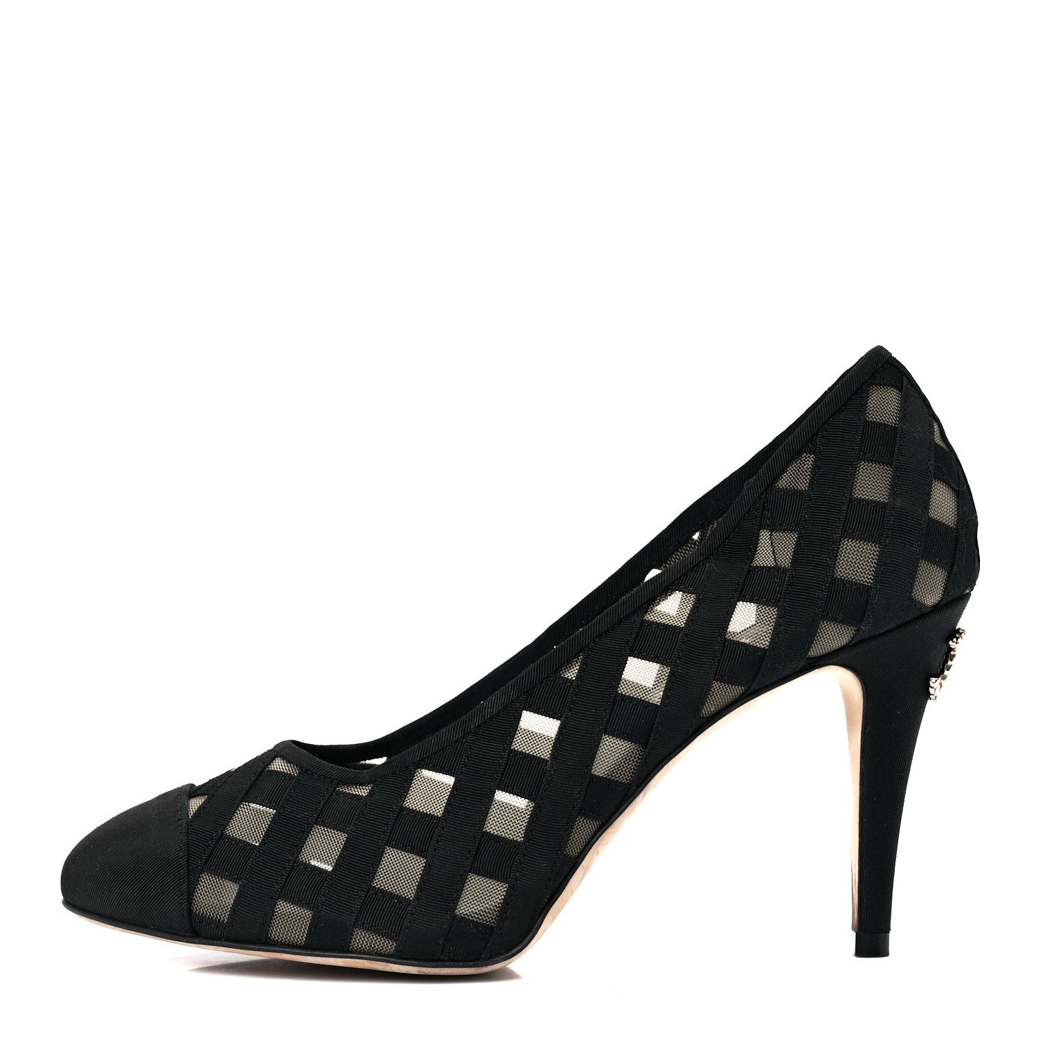 Chanel Mesh Grosgrain Cap Toe CC Heels 37 Black 1266641 – FASHIONPHILE