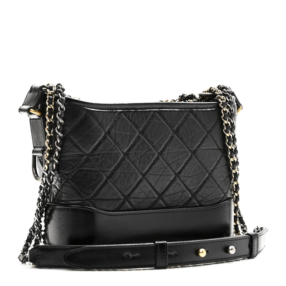 Chanel Aged Calfskin Quilted Small Gabrielle Hobo Black 1790783 ...