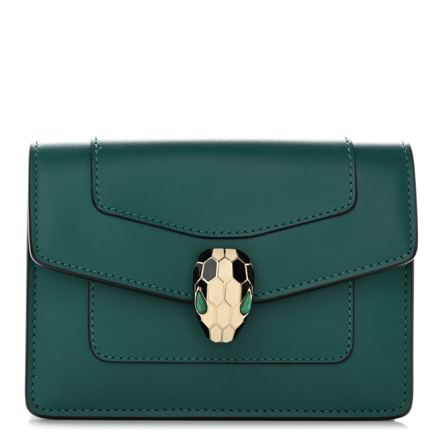 Bulgari Calfskin Serpenti Forever Purse Card Holder Emerald Violet ...