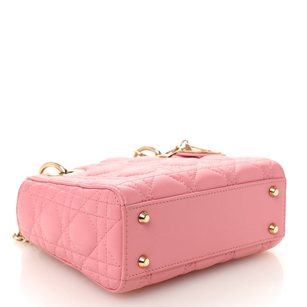 Christian Dior Lambskin Cannage Mini Lady Dior Light Pink 1791171 ...
