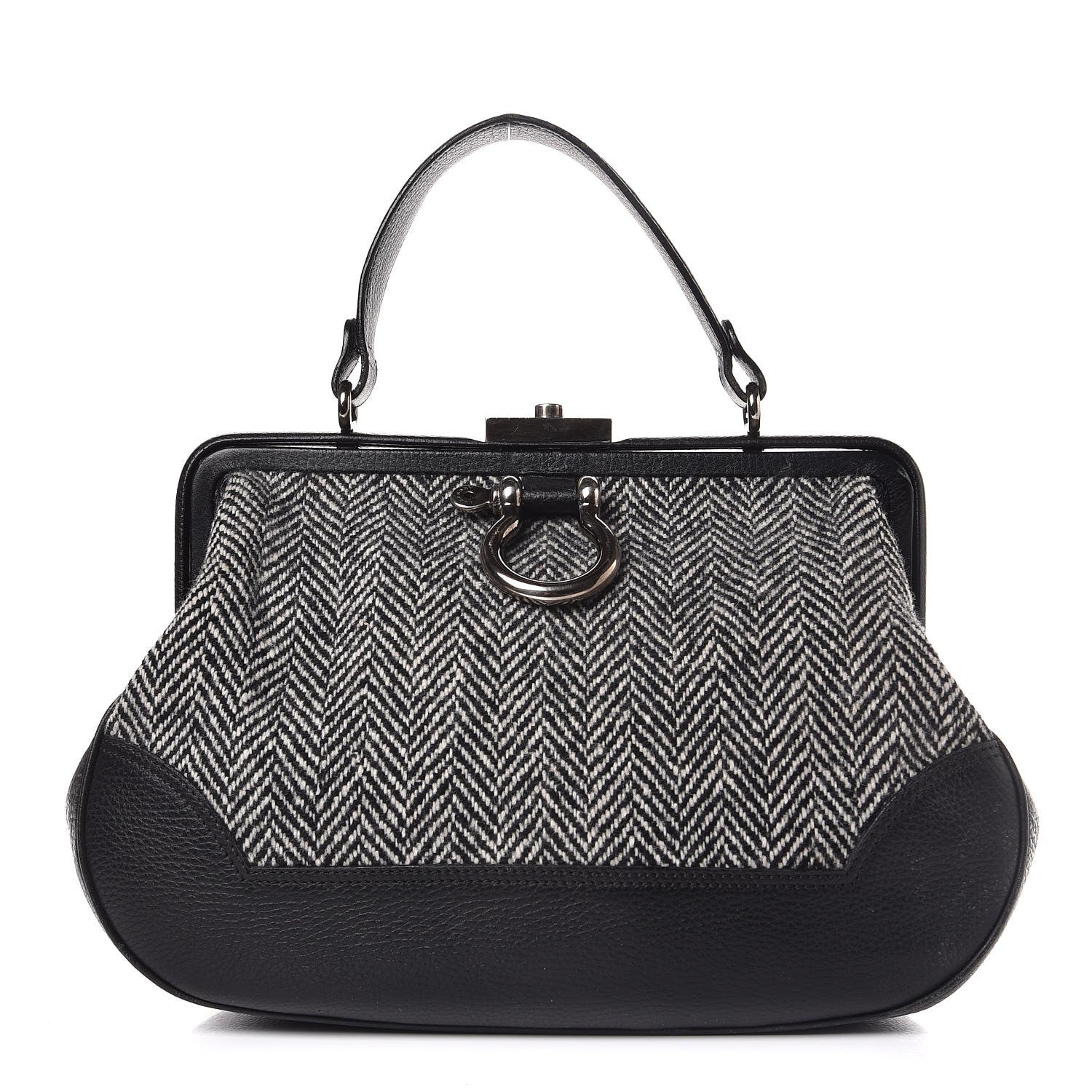 Burberry Tweed Frame Handbag Black 290290 – FASHIONPHILE