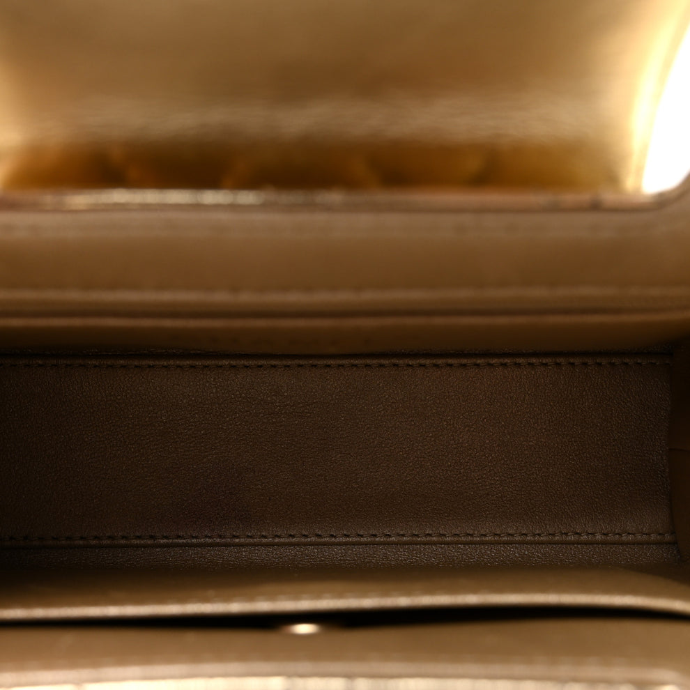 Chanel Metallic Shiny Aged Calfskin Quilted Nano Kelly Shopper Gold ...