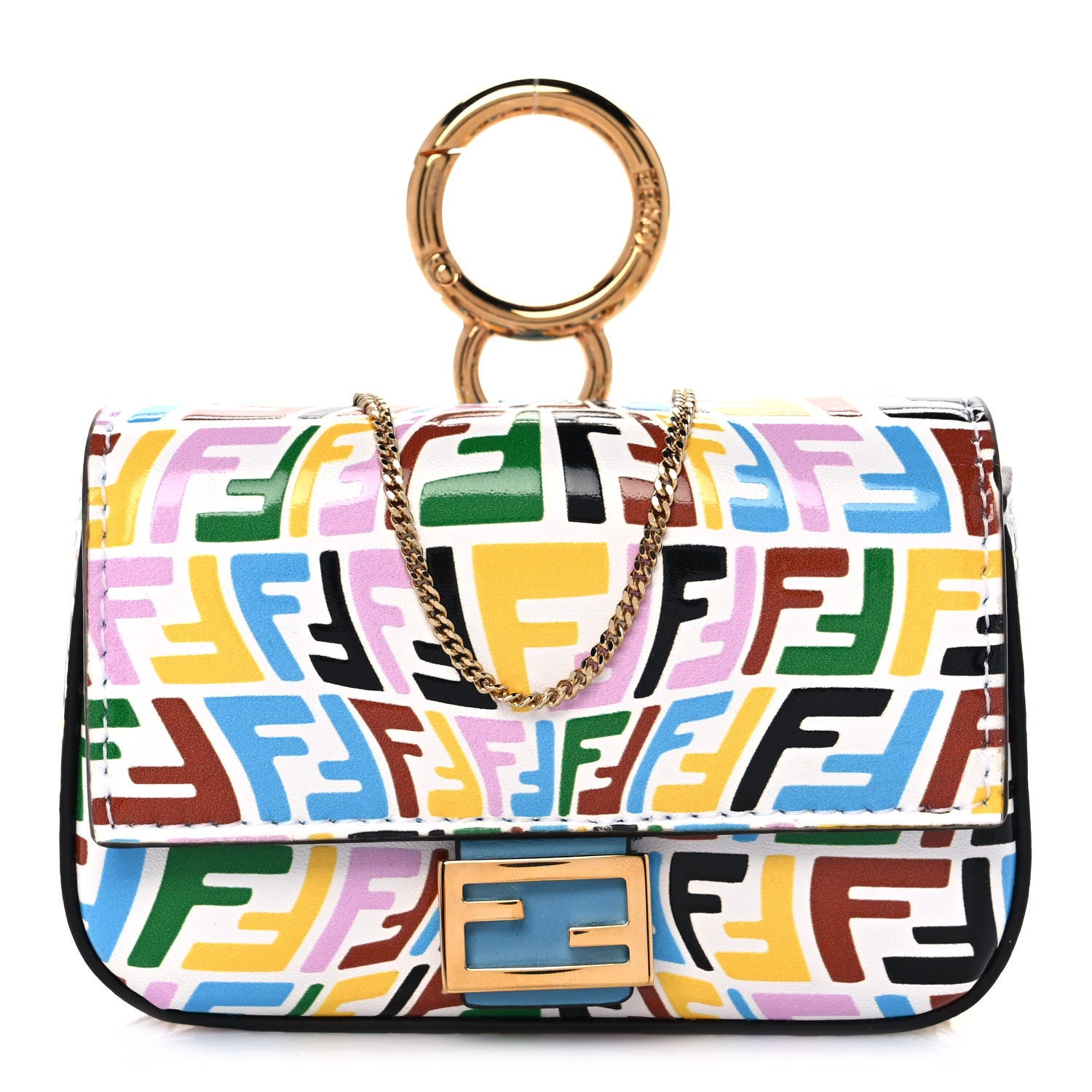 Fendi X SARAH COLEMAN Vitello Liberty Ceylon Micro FF Fish Eye Embossed ...
