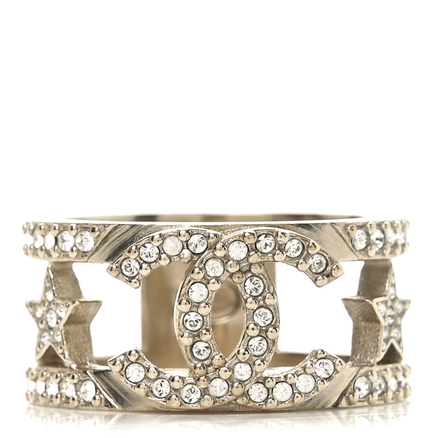 Chanel Metal Crystal CC Star Ring 55 7.25 Light Gold 1760506 – FASHIONPHILE
