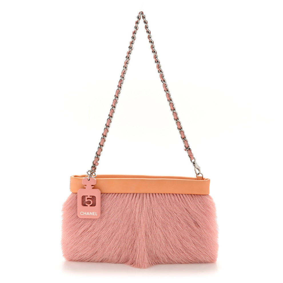 Chanel Rabbit Fur N°5 Pochette Pink Orange 1873114 – FASHIONPHILE