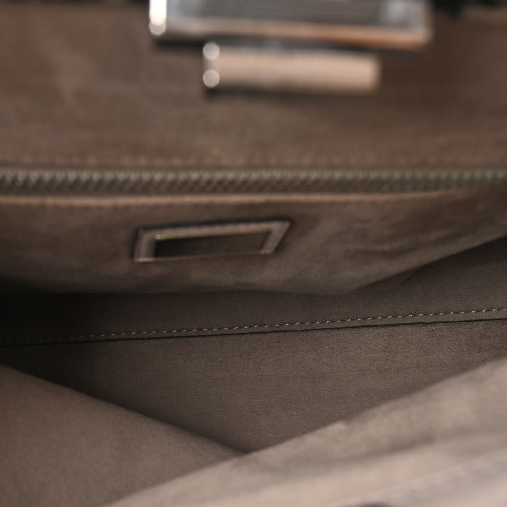 Fendi Vitello Seta Plexiglass Granite Large Peekaboo Iconic Satchel ...