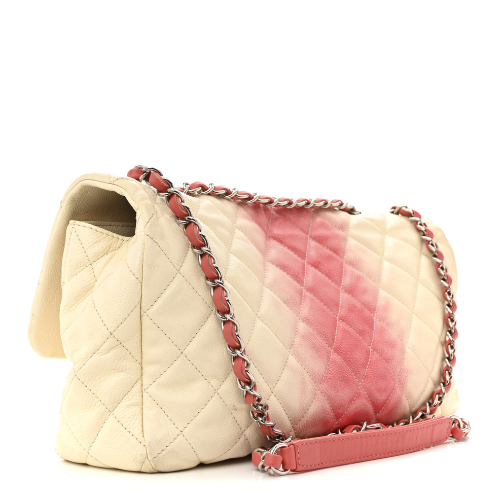 Chanel Caviar Quilted Ombre Jumbo Single Flap White Rose Pink 1775157 ...