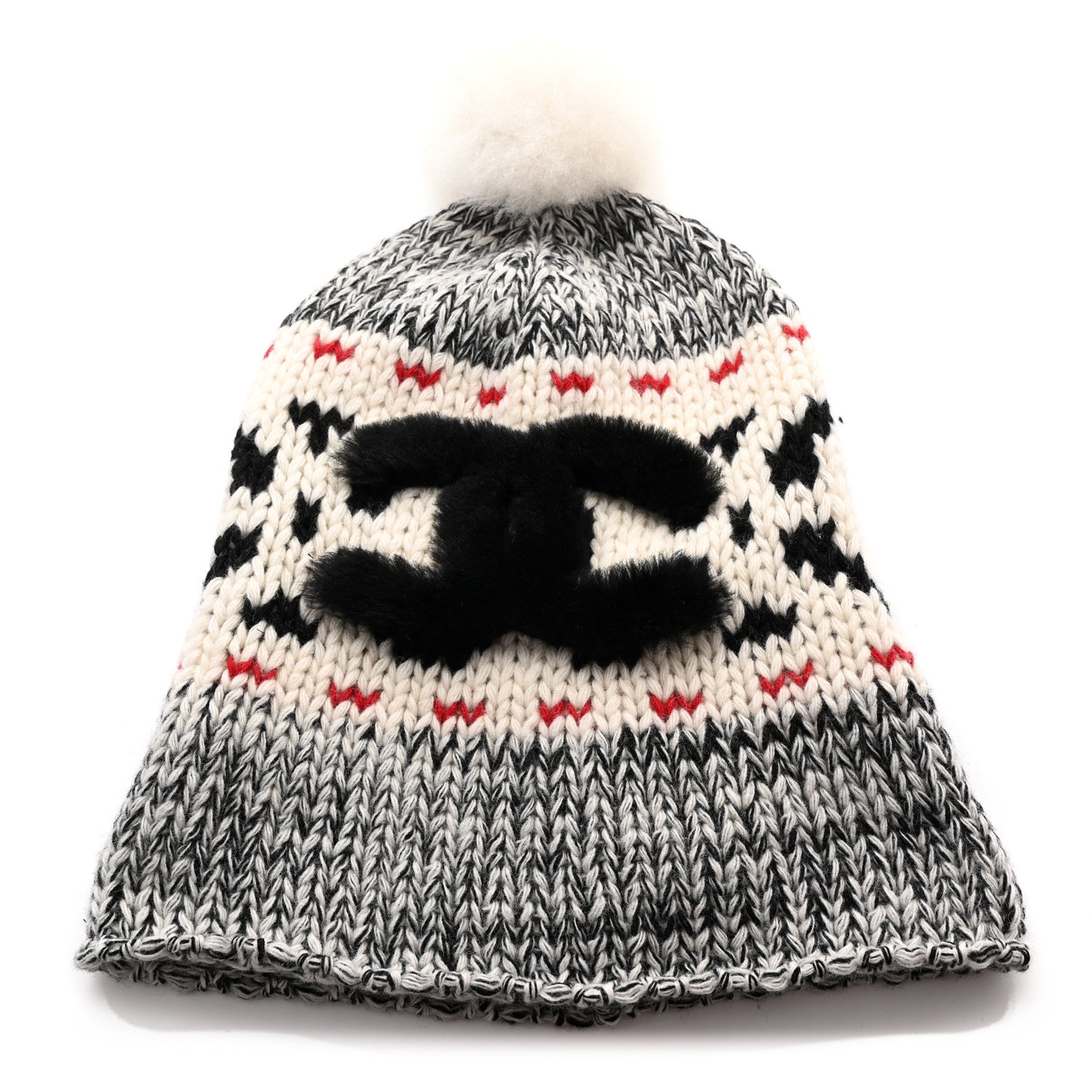 Chanel Wool Shearling CC Beanie Hat Grey Black Red 1316087 – FASHIONPHILE