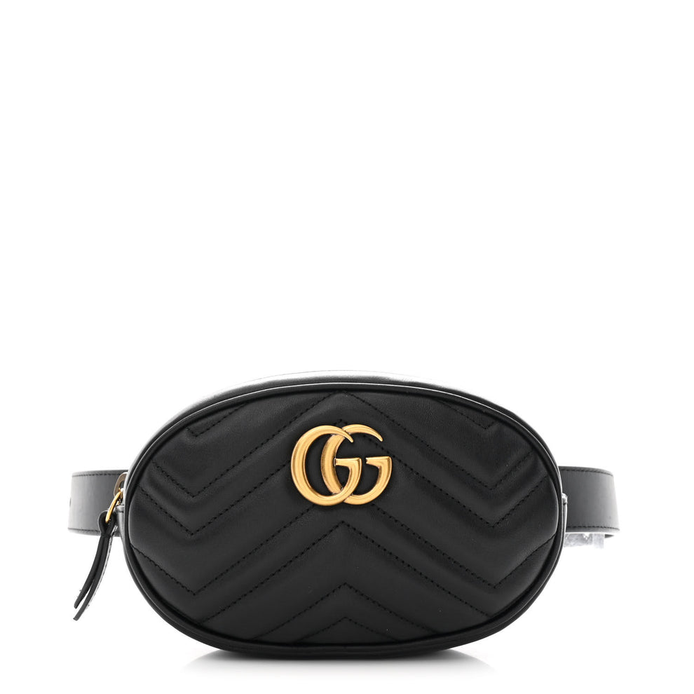 Gucci Calfskin Matelasse GG Marmont Belt Bag 75 30 Black 1789700 ...