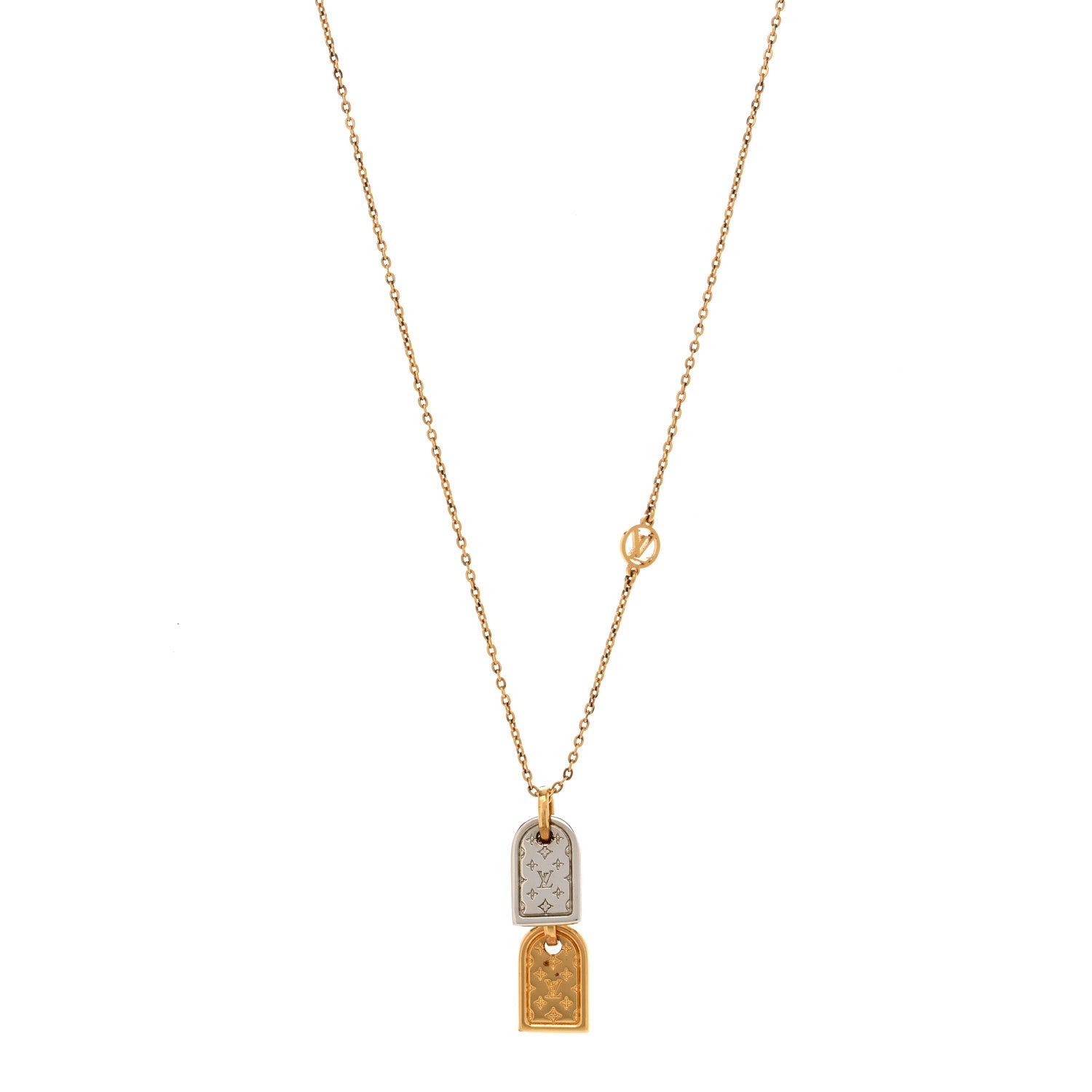Louis Vuitton Nanogram Name Tag Necklace Gold 1314835 – FASHIONPHILE