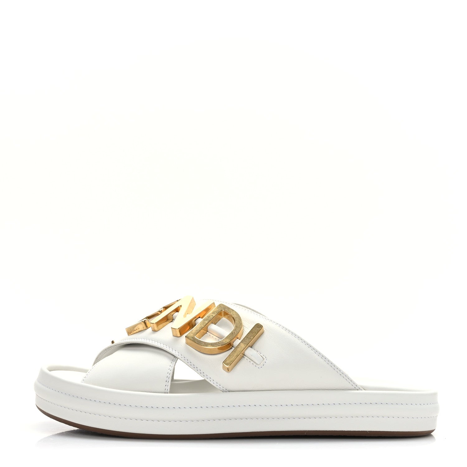 Fendi Vitello Womens Fendigraphy Slide Sandals 39.5 White Ice 1243986 ...
