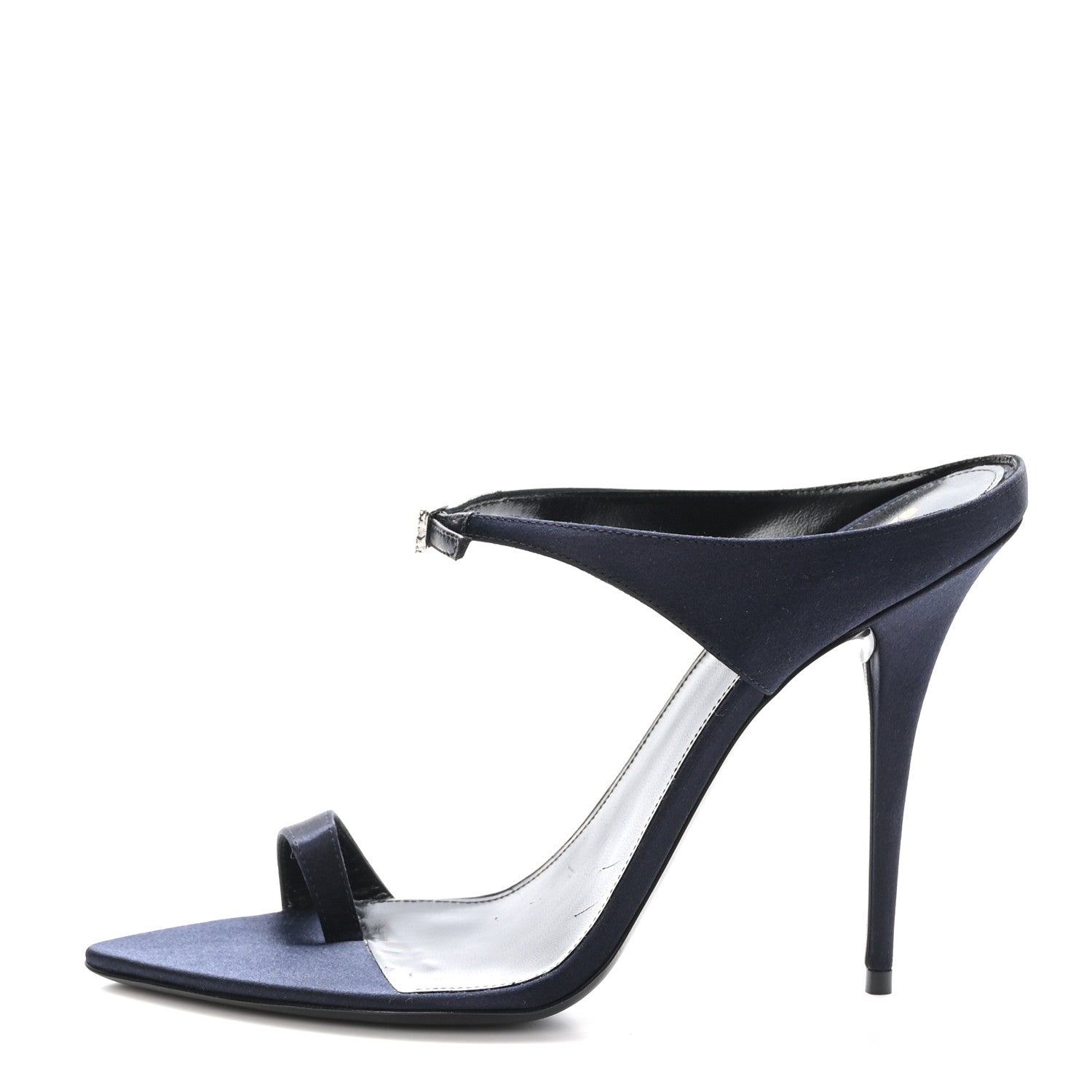 Saint Laurent Crepe Satin Dive Mule Sandals 40 Patriot Navy 1551773 ...