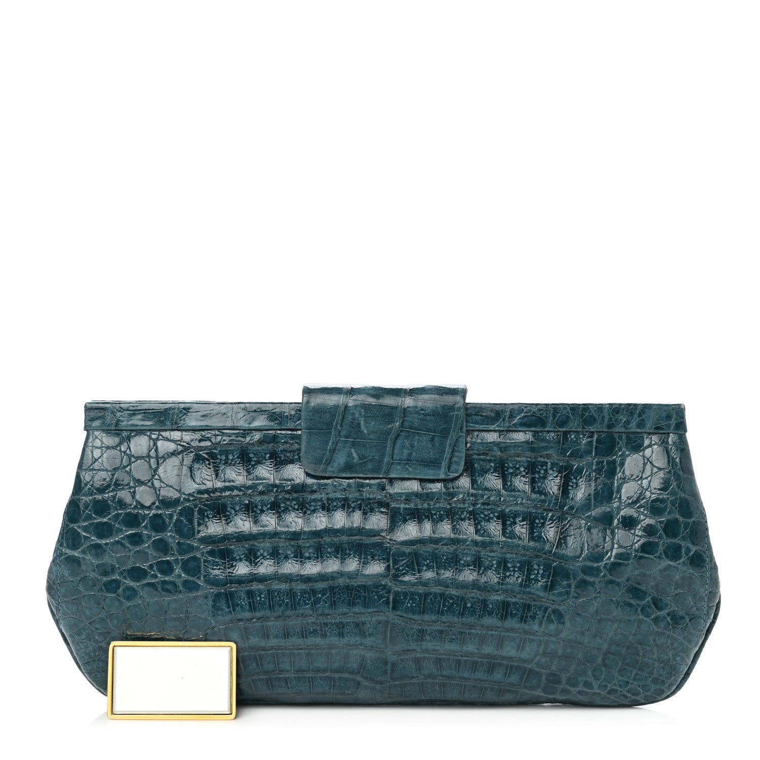 Nancy Gonzalez Crocodile Frame Clutch Blue 1043041 – FASHIONPHILE