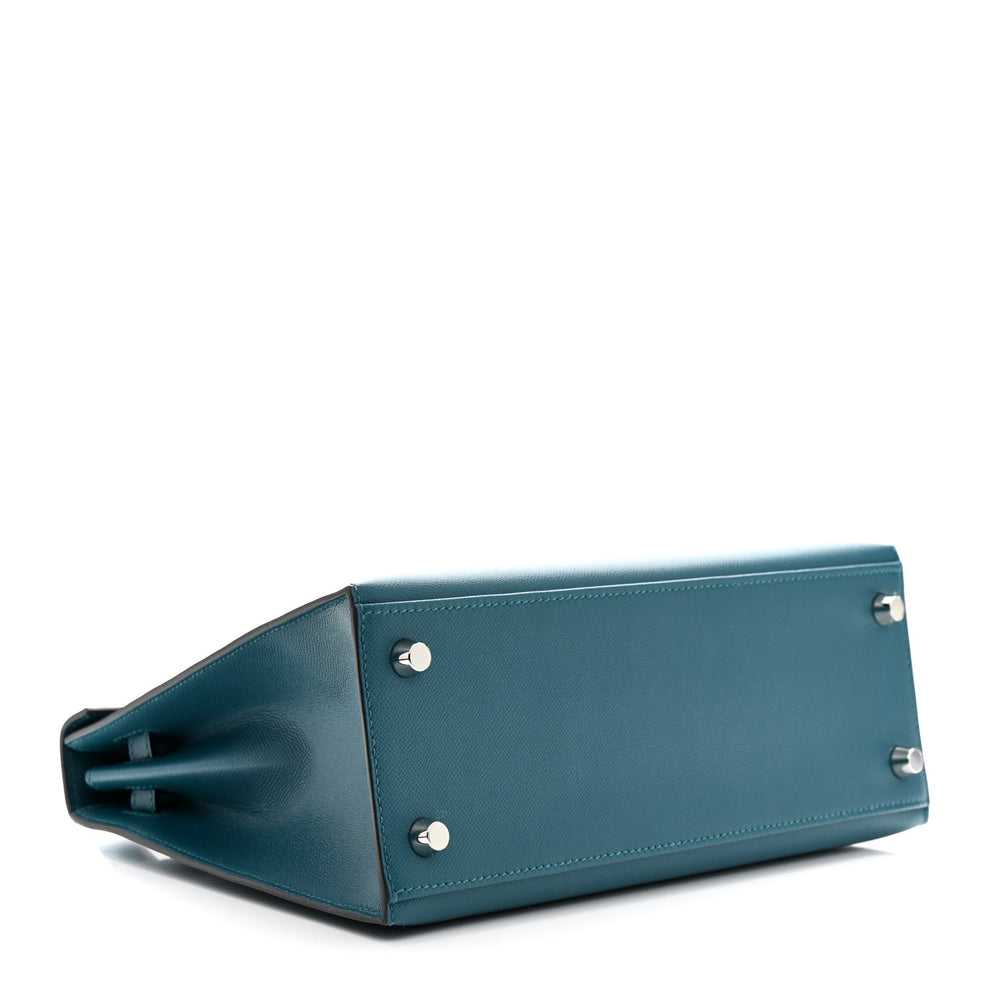 Hermes Madame Calfskin Verso Kelly Sellier 25 Vert Bosphore Vert Fonce ...