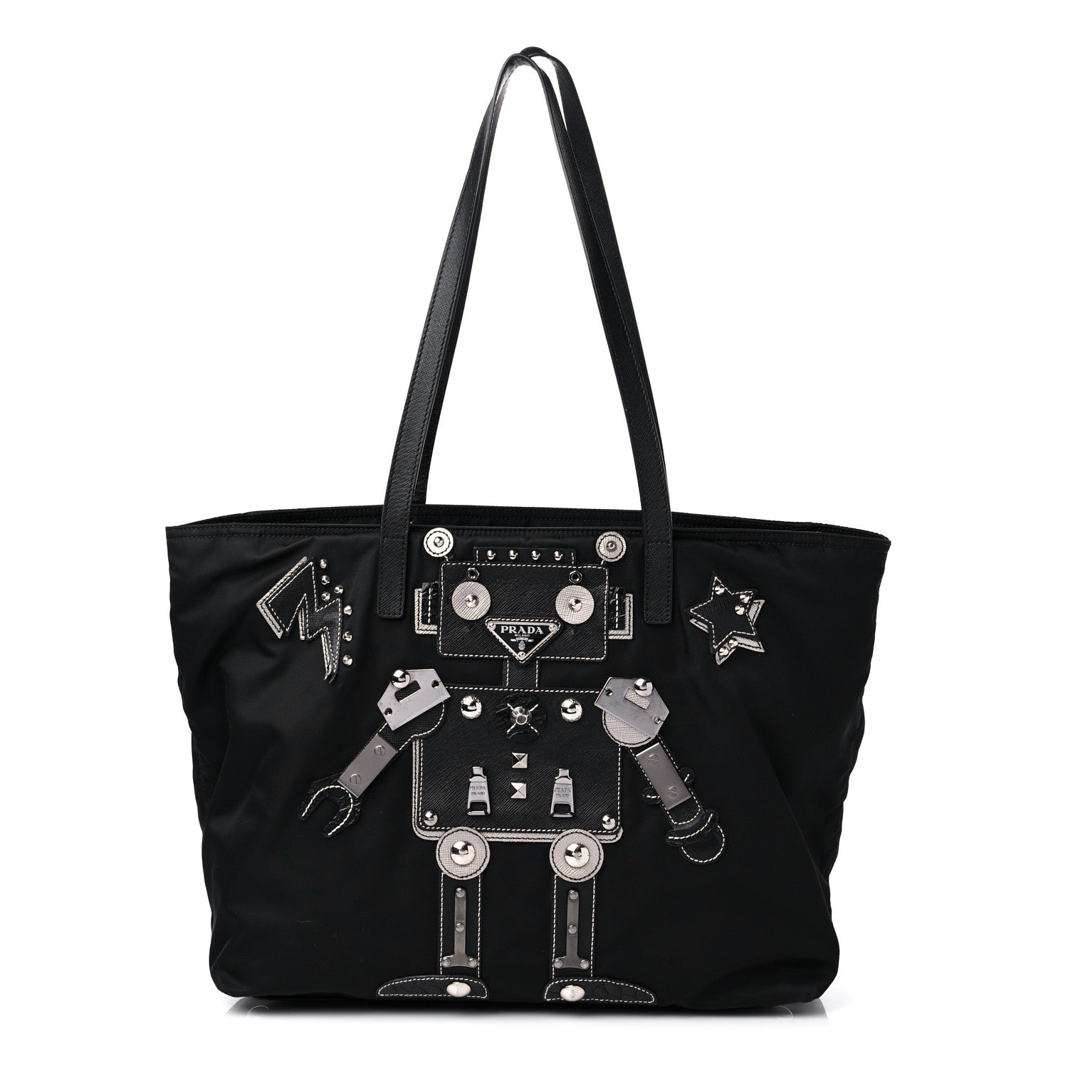 Prada Nylon Tessuto Saffiano Robot Tote Bag Black 1197416 – FASHIONPHILE