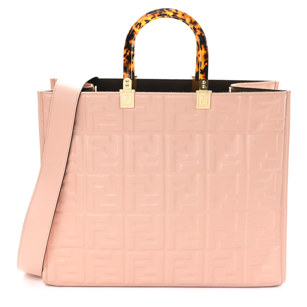 Fendi Vitello Plexiglass FF Embossed Medium Fendi Sunshine Shopper Tote ...