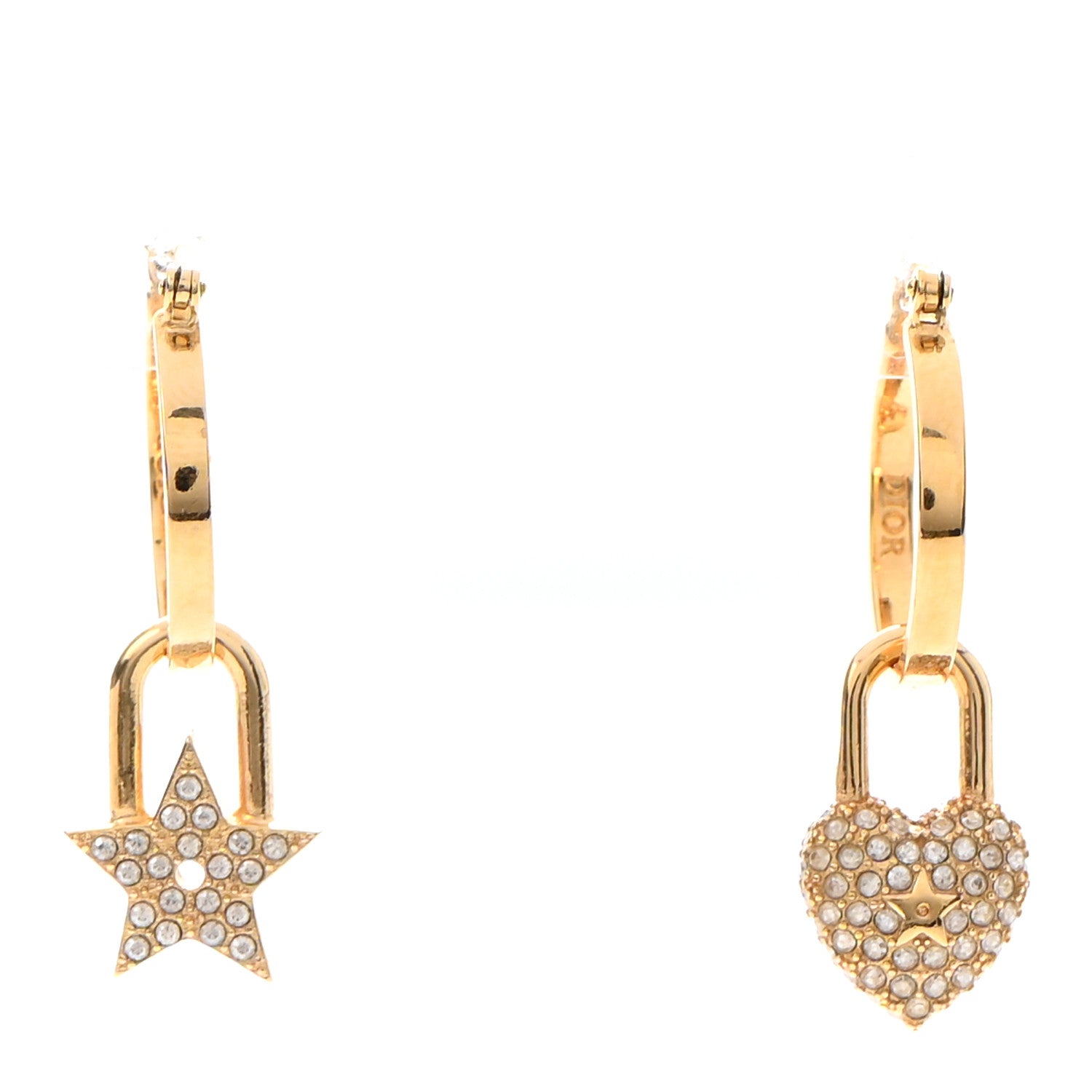 Christian Dior Crystal Lucky Locket Earrings Gold 905824 – FASHIONPHILE