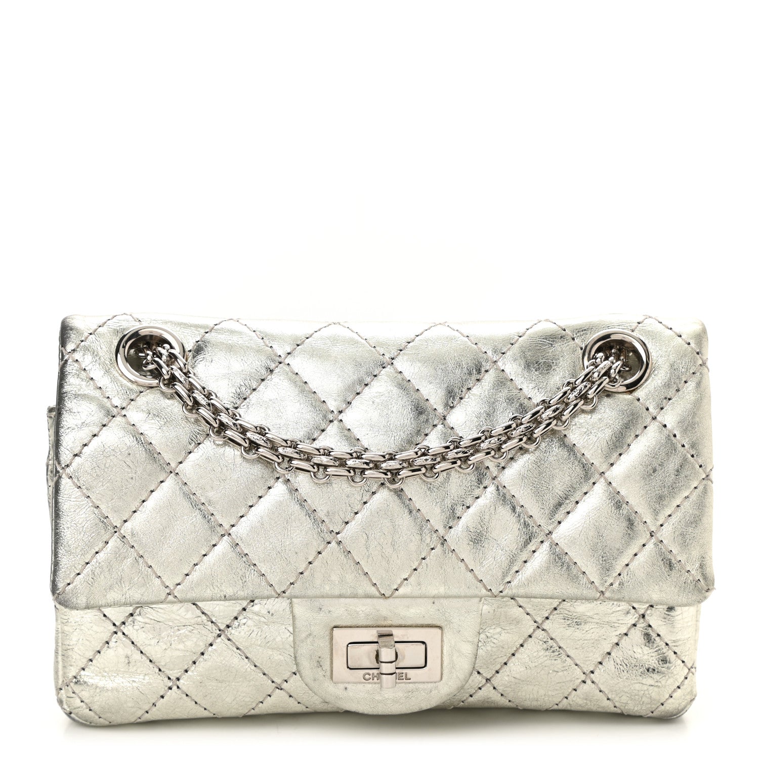 Chanel Metallic Aged Calfskin Quilted 2.55 Reissue 224 Flap Silver ...
