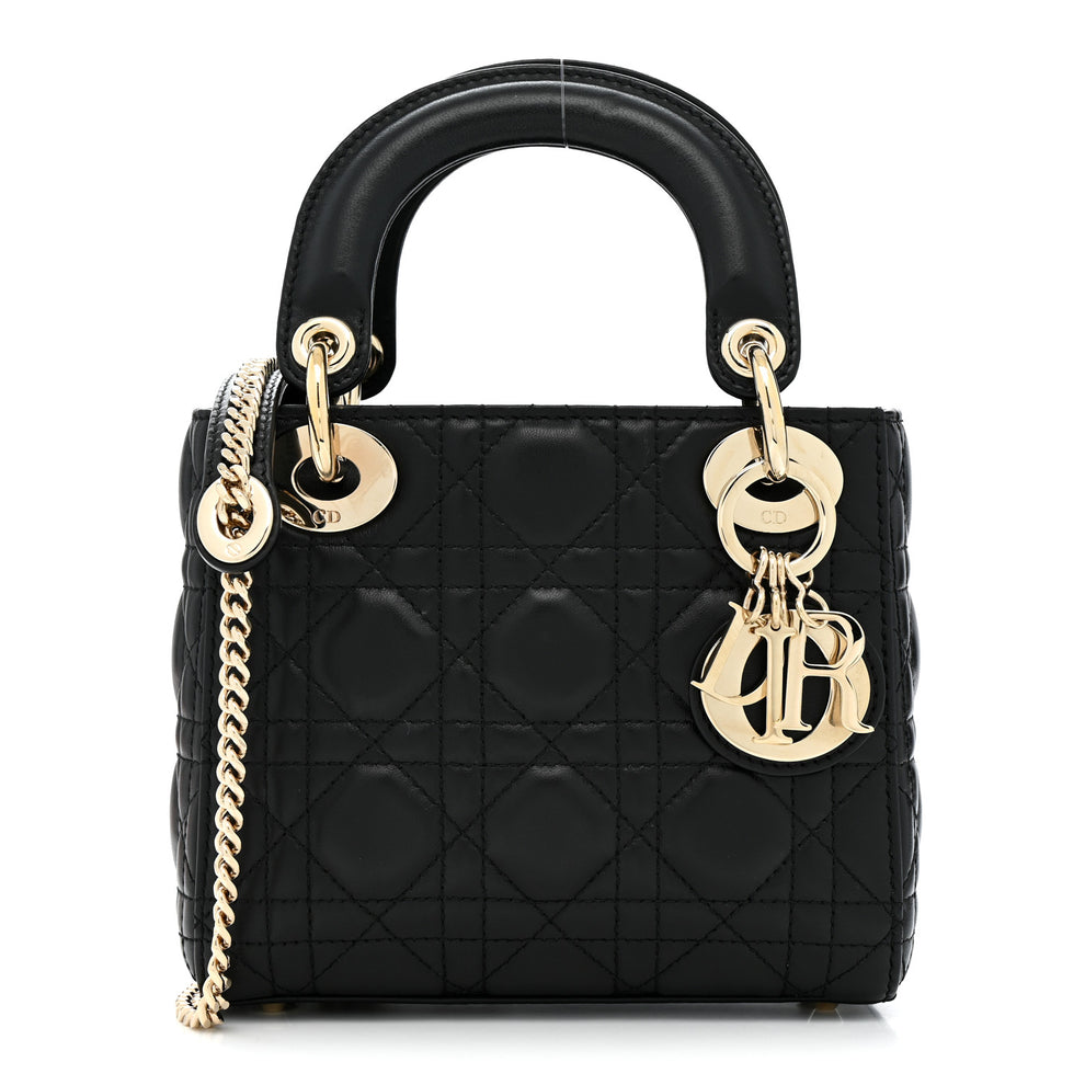 Christian Dior Lambskin Cannage Mini Lady Dior Black 1777463 – FASHIONPHILE