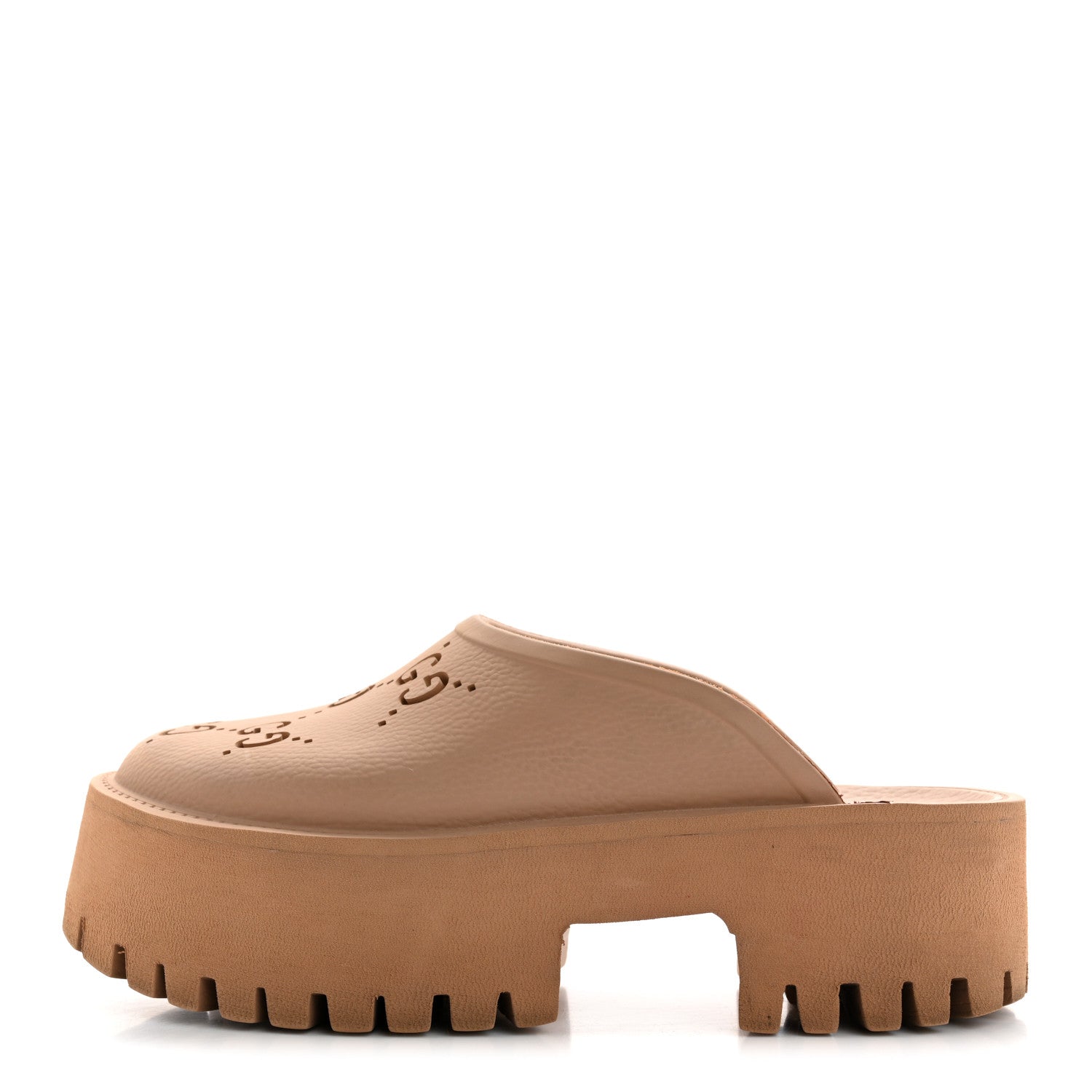 Gucci Rubber GG Monogram Perforated Elea Platform 55mm Lug Sole Sandals ...