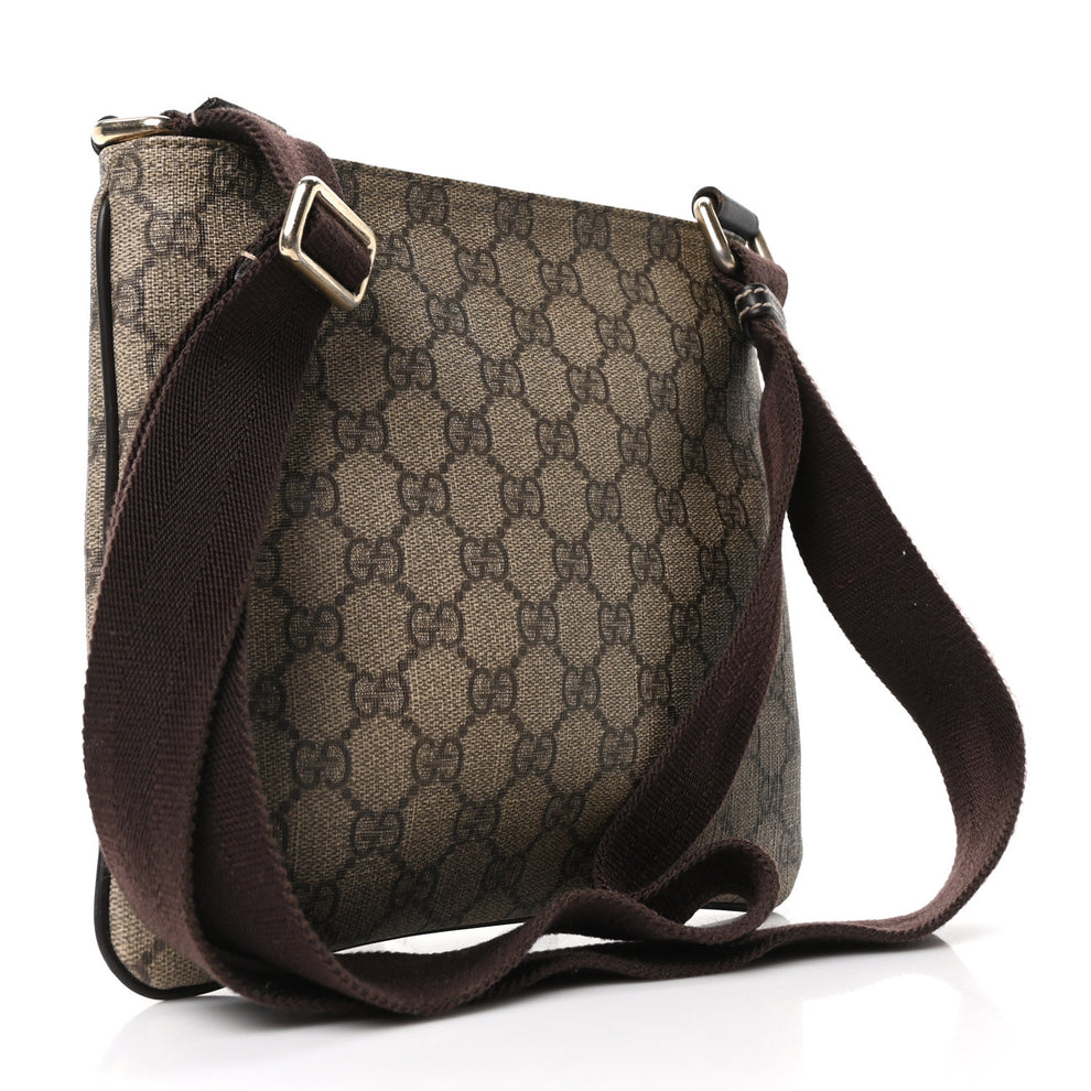 Gucci GG Supreme Monogram Small Flat Messenger Bag Dark Brown 1792317 ...