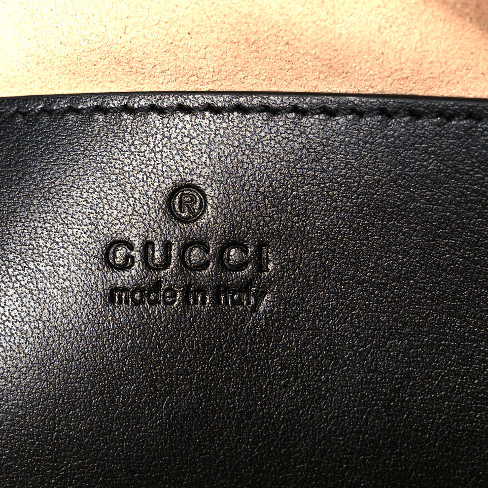 Gucci Calfskin Matelasse Aria Mini GG Marmont Chain Shoulder Bag Black ...