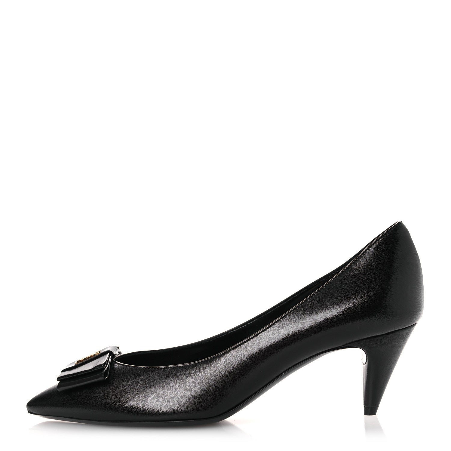 Saint Laurent Belfagor Bow Anais 55 Pumps 37 Black Navy 1777985 ...
