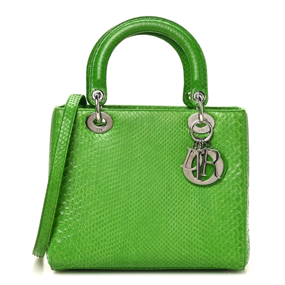 Christian Dior Snakeskin Medium Lady Dior Green 1783257 – FASHIONPHILE