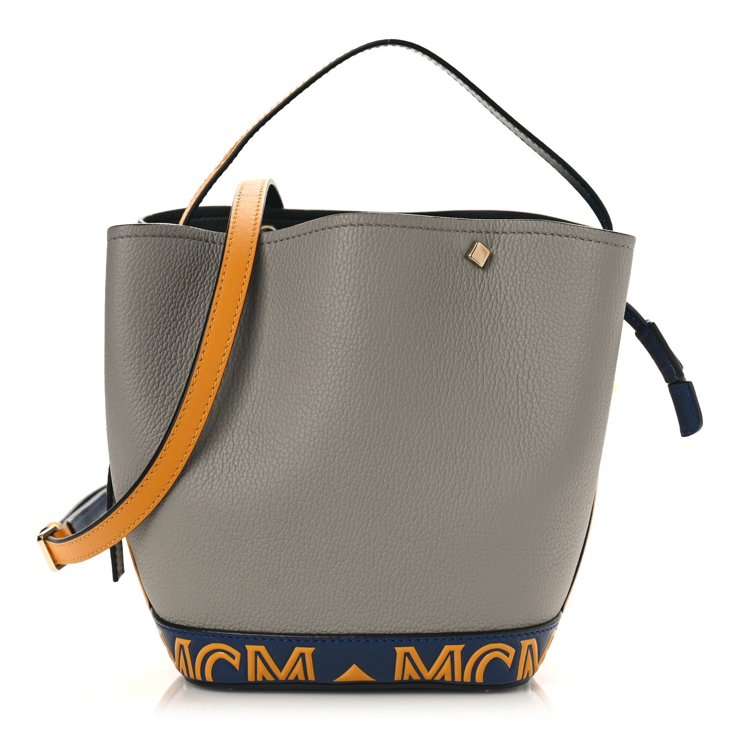 MCM Calfskin Color Block Drawstring Milano Mini Bag Grey Multicolor ...