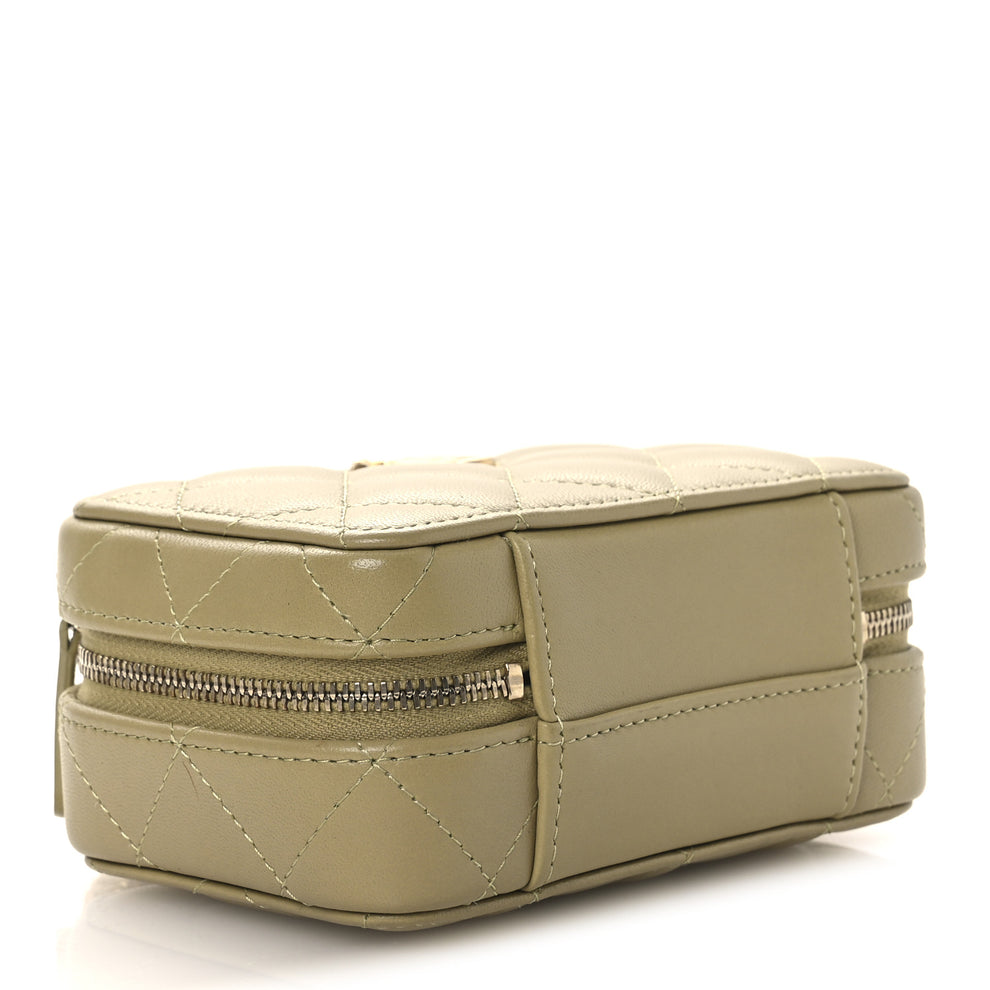 Chanel Lambskin Quilted Chain Top Handle Mini Vanity Case Light Green ...