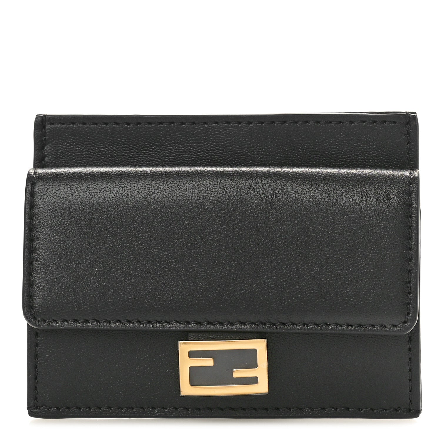 Fendi Nappa Matisse FF Diagonal Embossed Fold Over Card Holder Wallet ...