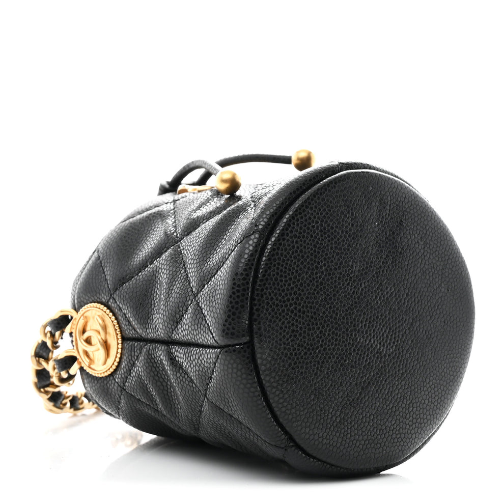 Chanel Caviar Quilted Twist Your Buttons Micro Bucket Bag Black 1797325 ...