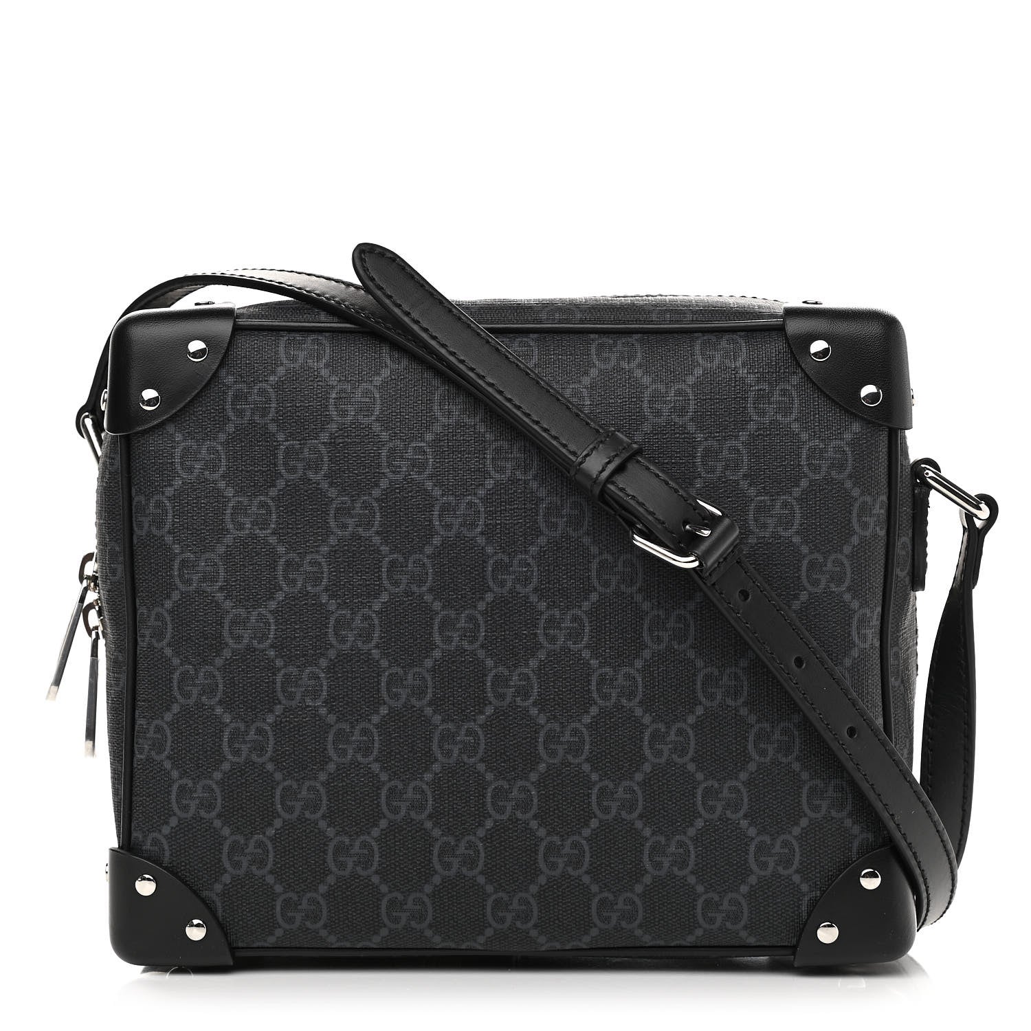 Gucci GG Supreme Monogram Selleria Calfskin Square Messenger Bag Black ...