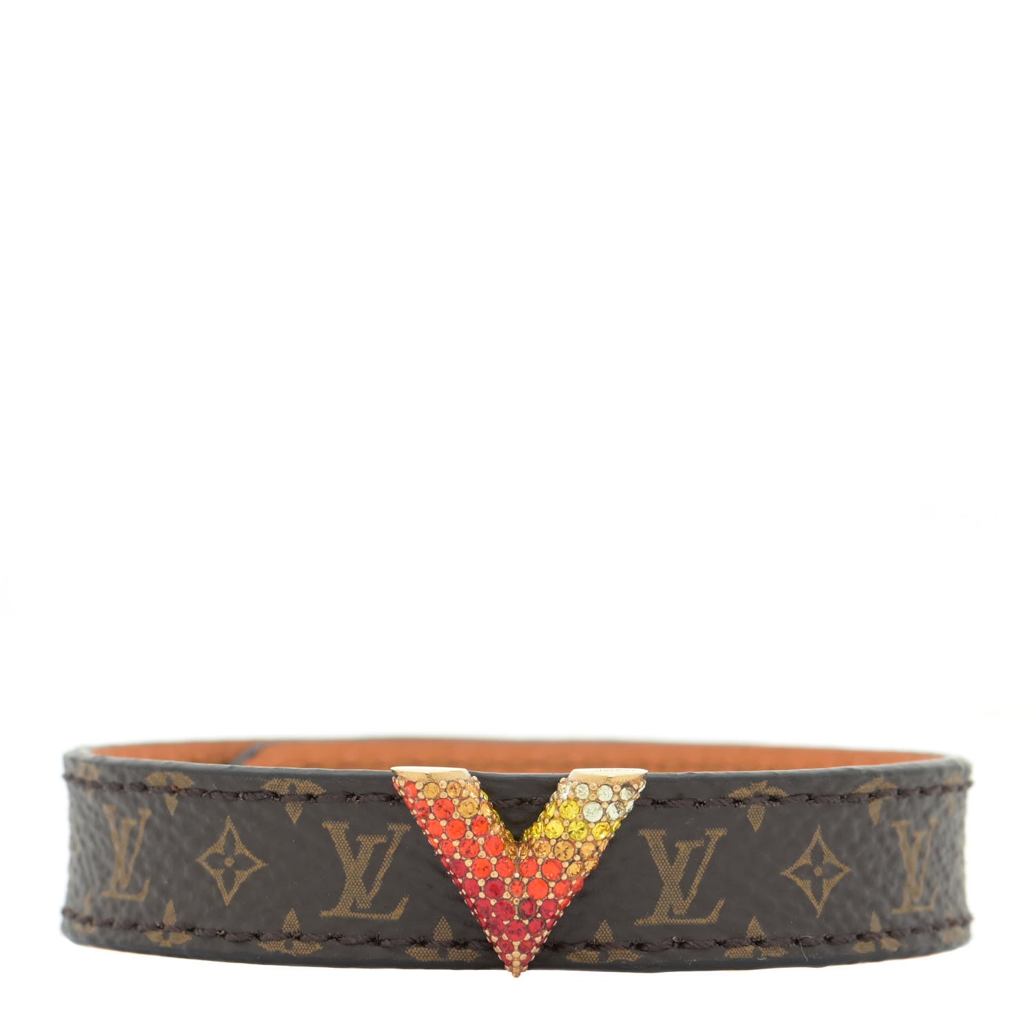 Louis Vuitton Monogram Crystal Essential V Bracelet 17 Multicolor Gold ...