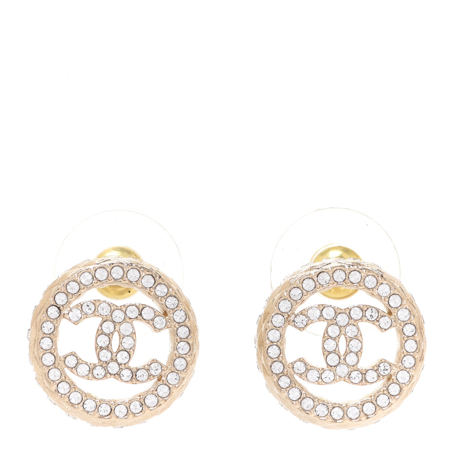 Chanel Crystal CC Round Earrings Gold 1068325 – FASHIONPHILE