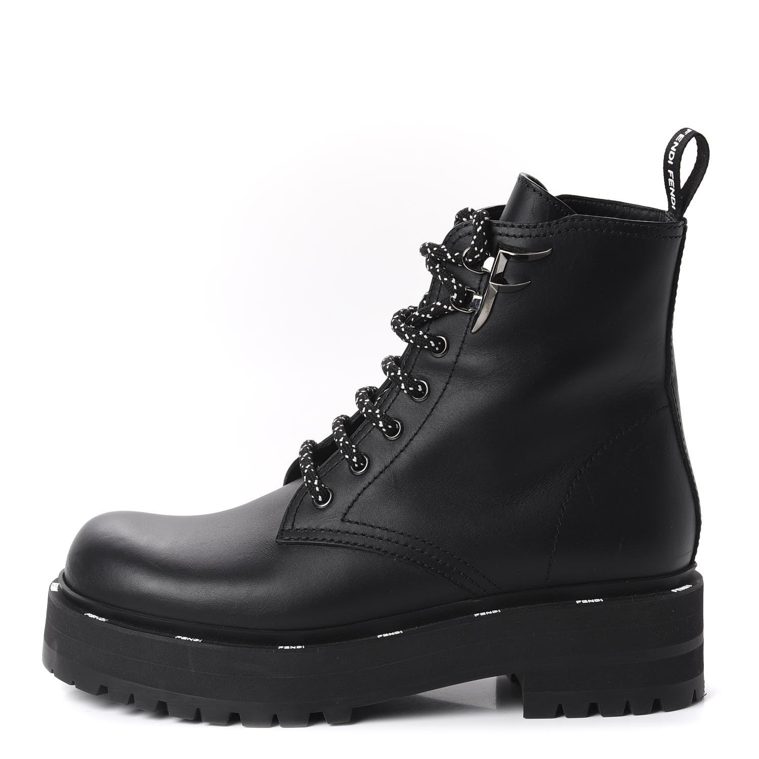Fendi Calfskin FFreedom Platform Biker Boots 37.5 Black 590673 ...