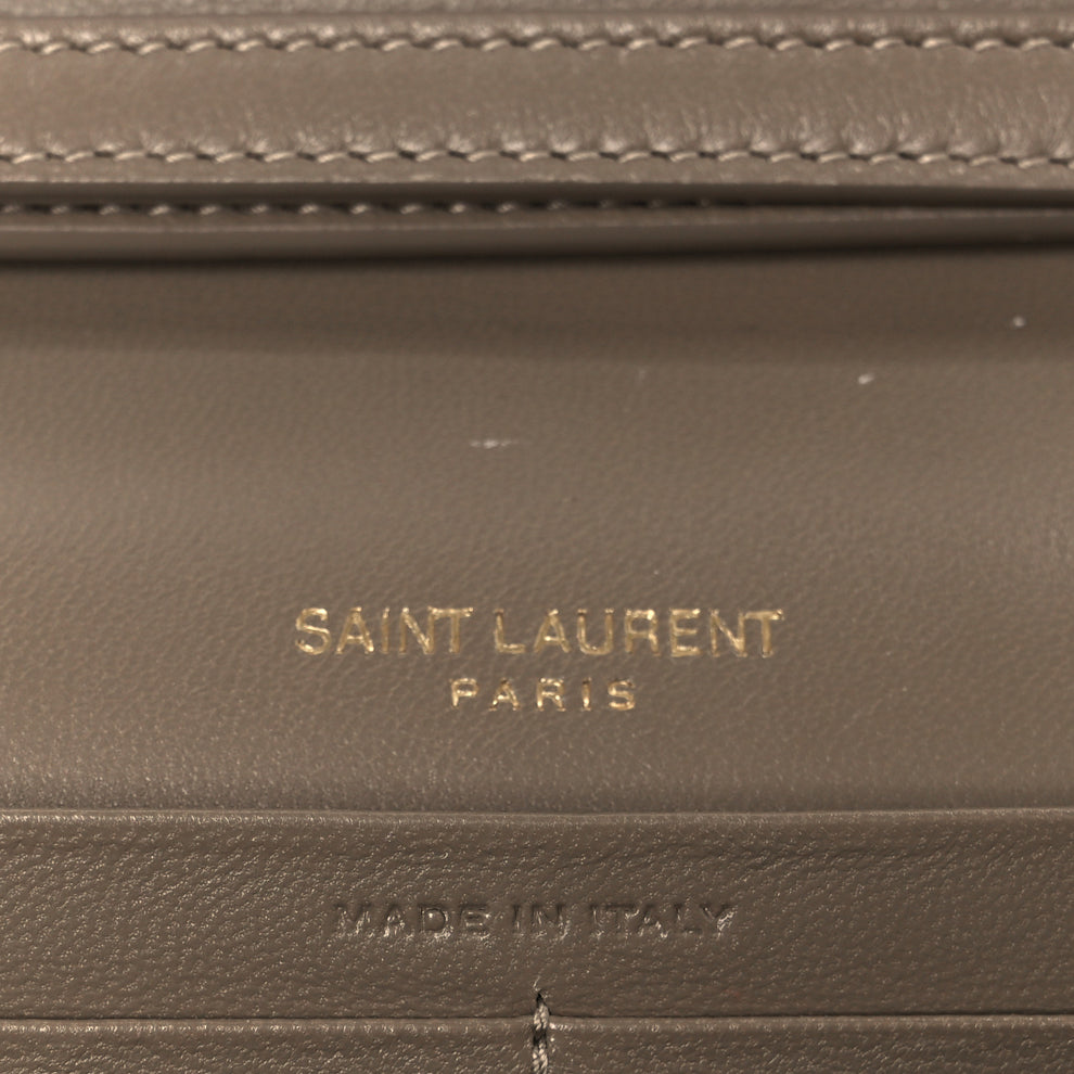 Saint Laurent Lambskin Matelasse Chevron Monogram Envelope Chain Wallet ...