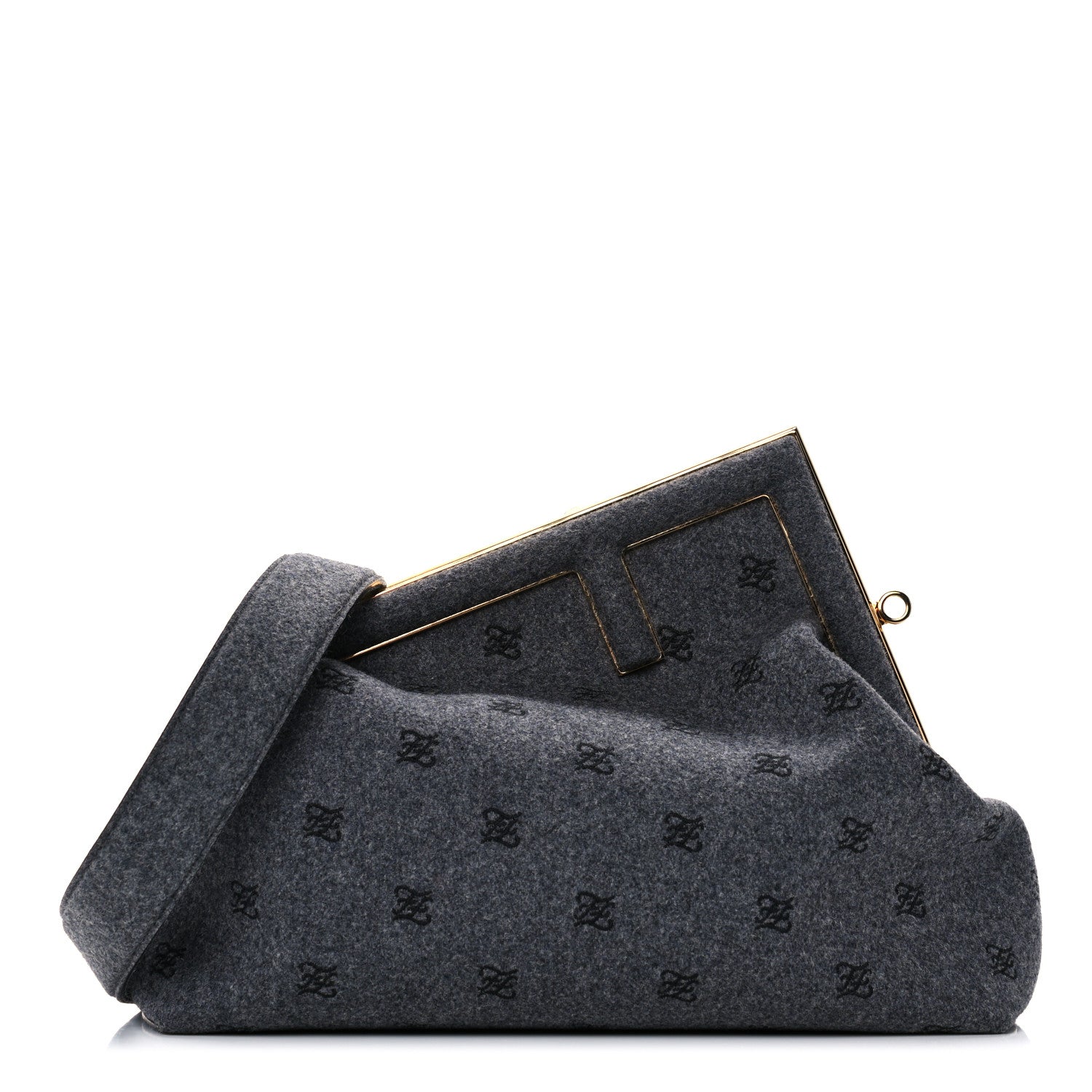 Fendi Flannel Karligraphy Embroidered Medium Fendi First Grey 904409 ...
