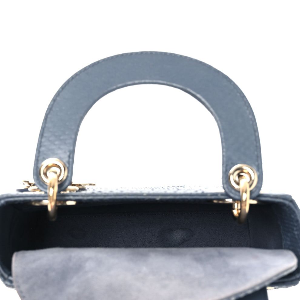 Christian Dior Snakeskin Mini Lady Dior Dark Blue 1776018 – FASHIONPHILE