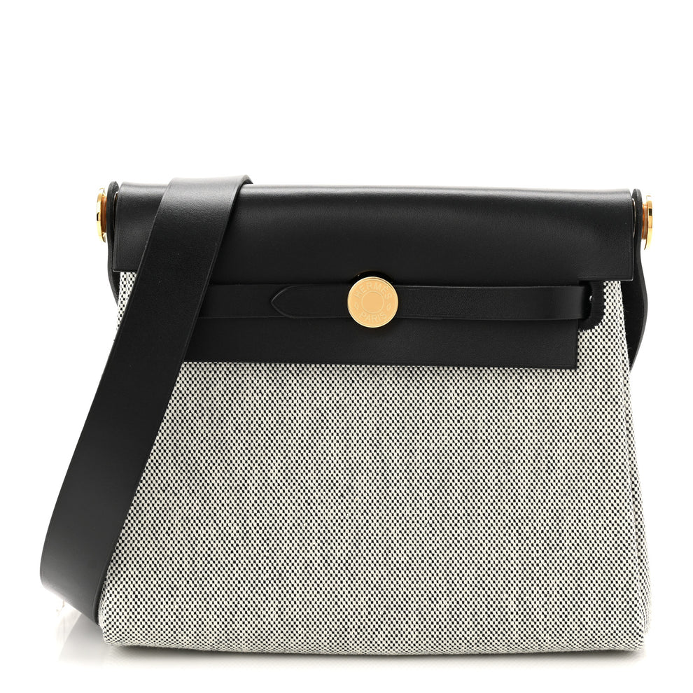 Hermes Military Toile Vache Hunter Herbag Zip Retourne 20 Ecru Black ...