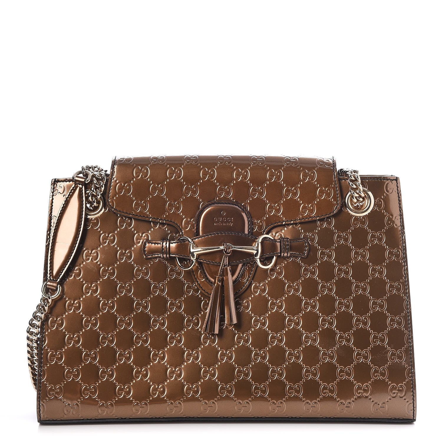 Gucci Shine Guccissima Large Emily Chain Shoulder Bag Acero 259037 ...
