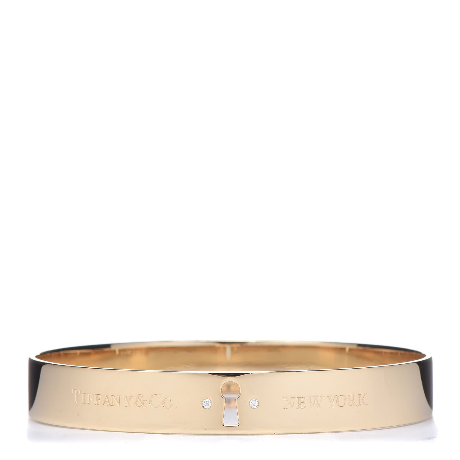 Tiffany 18K Yellow Gold Diamond Narrow Locks Bangle Bracelet 412566 ...