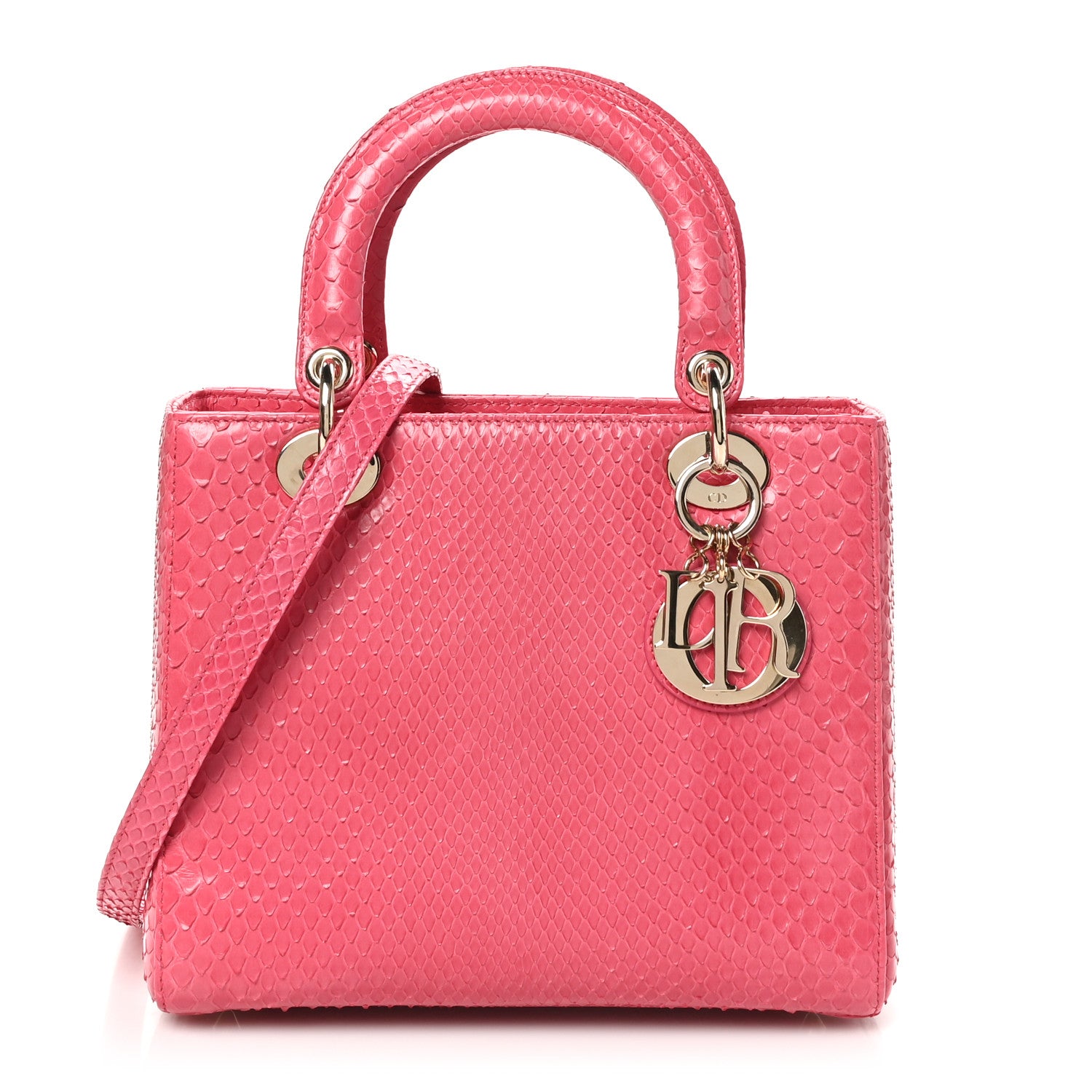 Christian Dior Snakeskin Medium Lady Dior Pink 1754969 – FASHIONPHILE