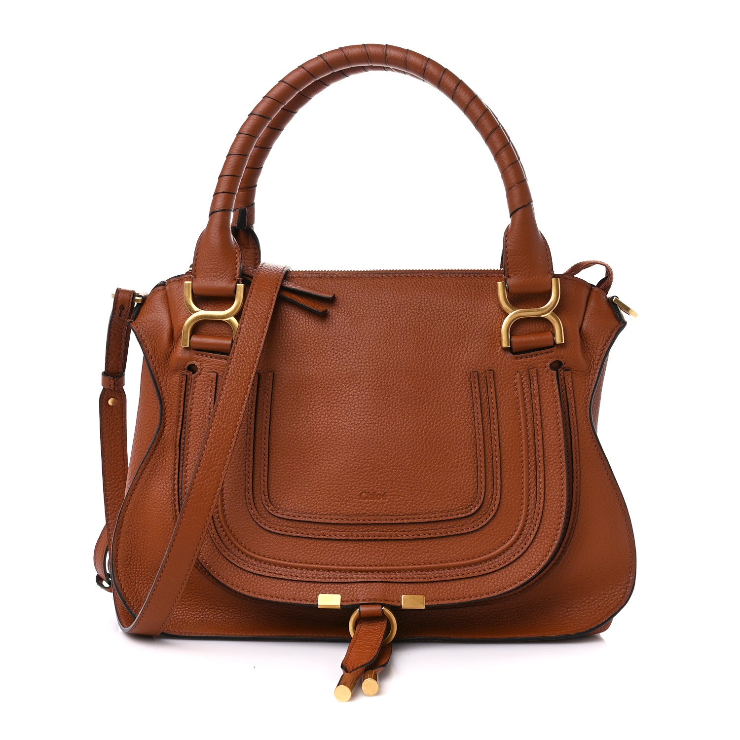 Chloe Calfskin Braided Medium Marcie Double Carry Tan 1356976 ...
