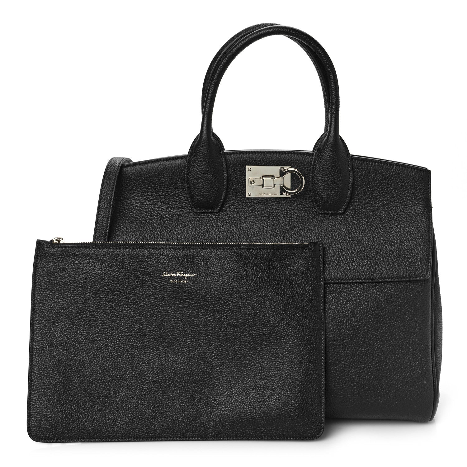 Salvatore Ferragamo Calfskin The Studio Bag Black 1223874 – FASHIONPHILE
