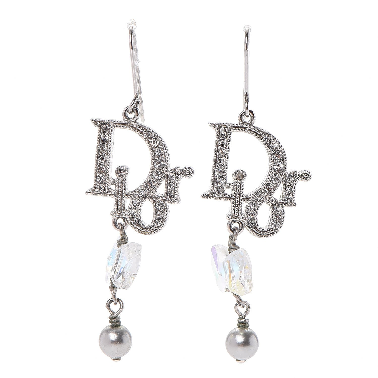 Christian Dior Swarovski Crystal Butterfly Drop Earrings Silver 272770 ...